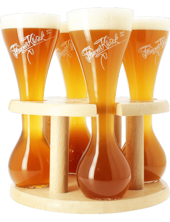 Kwak Quattro Bicchieri da birra - con base in legno - HOPT.IT